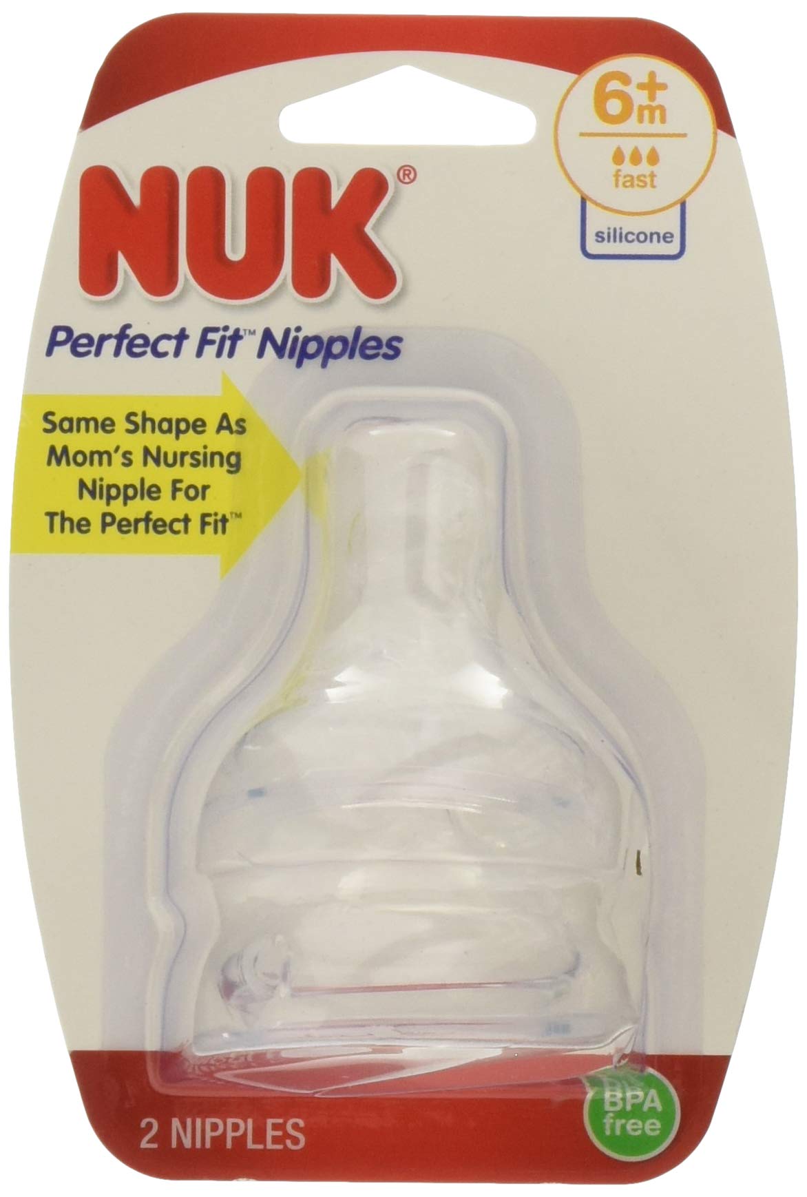 Nuk 62657 Size 2 Wide-Neck Silicone Nipples 2 Count
