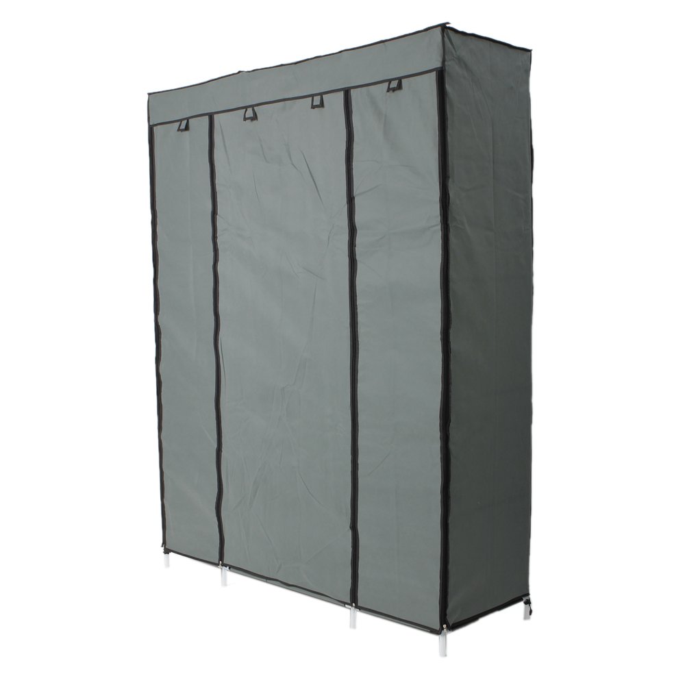 RDLCAR 5 Layer 12 Compartment Portable Closet Wardrobe Closet Storage Organizer with Shelves for Hanging Clothes Non-Woven Fabric Quick and Easy Assembly Gray
