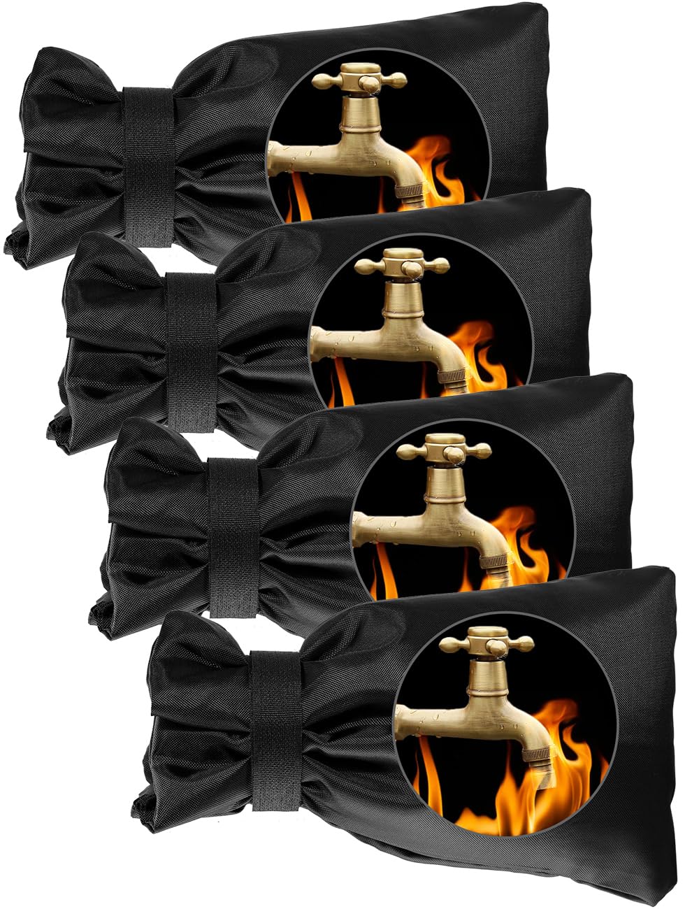 Outdoor Faucet Covers for Winter, Pro 10" H x 7" W Outside Faucet Cover Freeze Protection, Upgraded Reusable Waterproof Insulated Spigot Cover, Thickened Water Spigot Cover for Winter, 4 Pack, Black