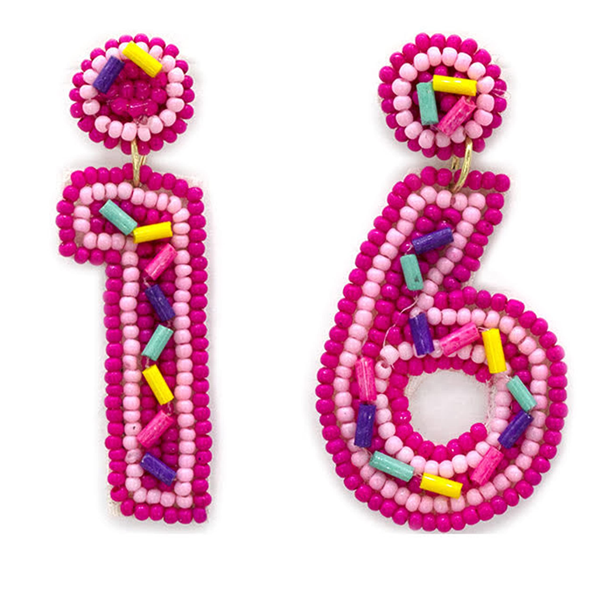 Miracle Collection Beaded Birthday cake Birthday Queen Happy Birthday Earrings for Celebration Birthday Party Earrings (30)