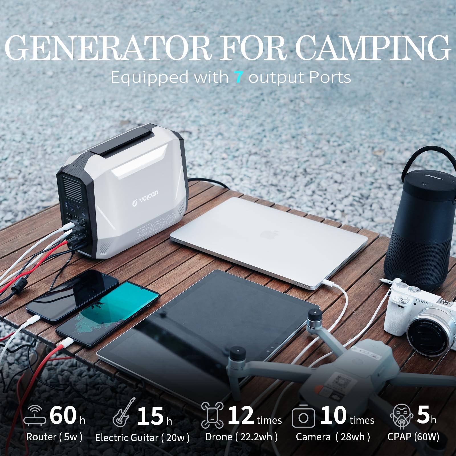 Portable Power Station - Outdoor Generator with Solar Panel 120W - 3000 Cycles, 1.8-Hour Fast Charging - Lightweight Solar Generator - Ideal for Tailgating and Outdoor Events