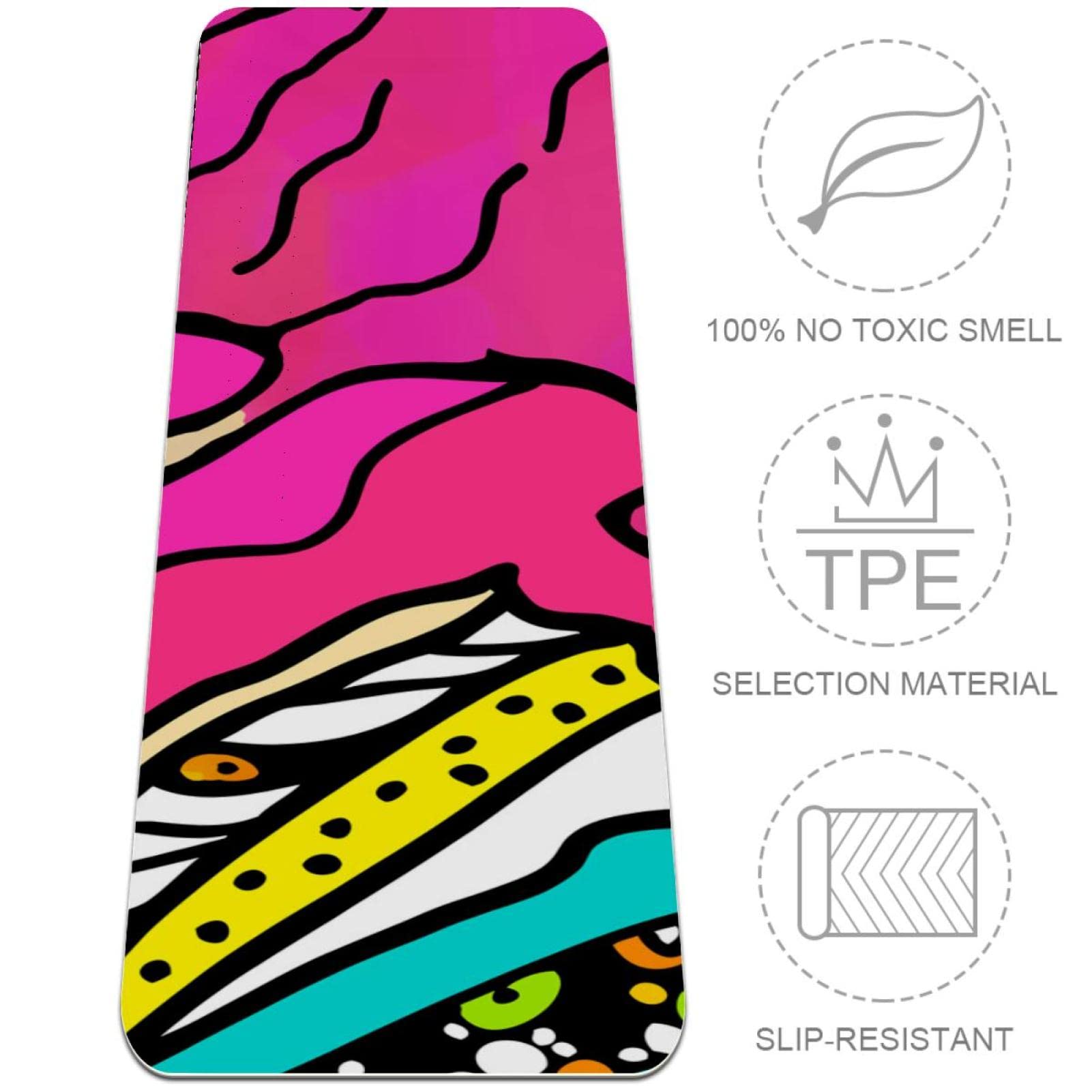 Yoga Mat, Yoga Mats for Home Workout, Workout Mat, Exercise Mats, Pilates Mat, Colorful Abstract Graffiti Art