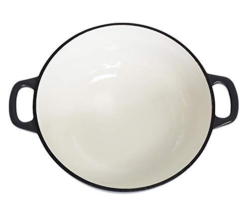 Mirro MIR-19059 4.8 Quart Cast Iron White Enamel Coated Interior Dutch Oven, Grey, Ready to Use