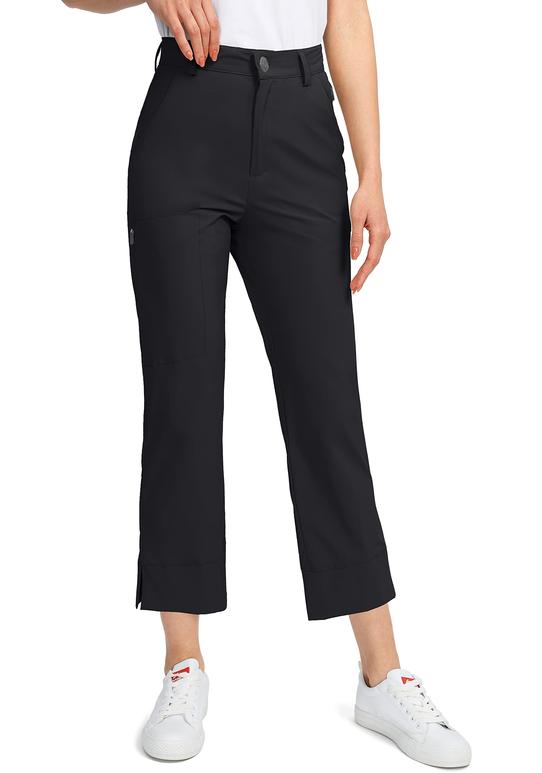 Viodia Women's Golf Pants with 5 Pockets 7/8 Stretch Ankle Bootcut Pants for Women Lightweight Quick Dry Casual Dress Pants Black