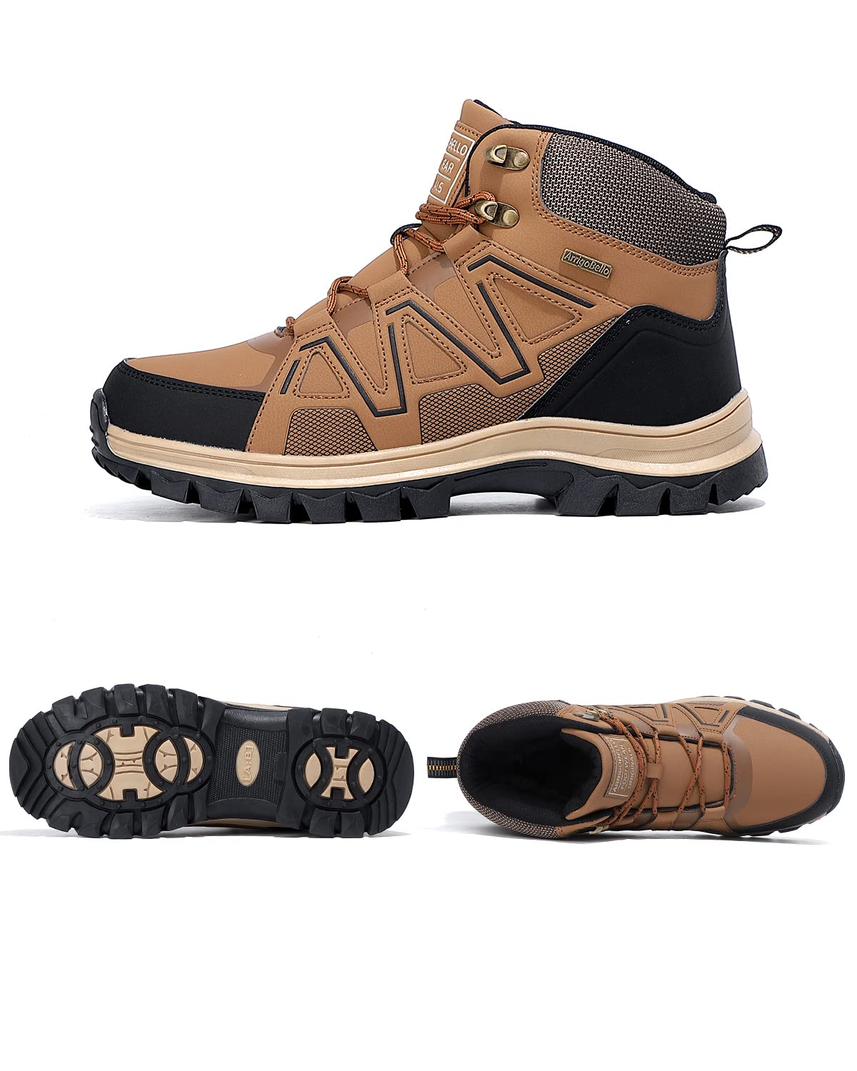 TARELO Mens Hiking Boots Winter Snow Boots Warm Ankle Booties Outdoor Trekking Shoes