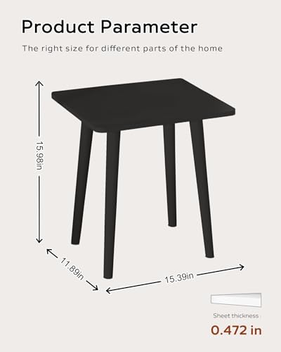 MIRROTOWEL Side Table, Small Table, Modern Home Decor Bedside Table for Living Room Bedroom Balcony Office,Easy to Assemble(Black)
