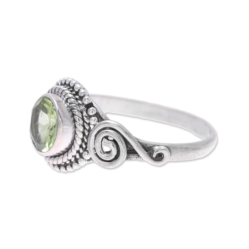 NOVICA Peridot .925 Sterling Silver Ring, Assam Allure'