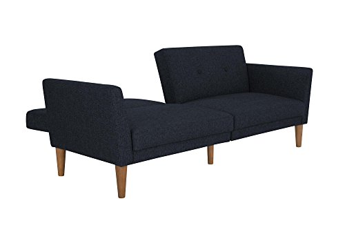 Novogratz Regal Futon with Tufted Linen Upholstery, Navy
