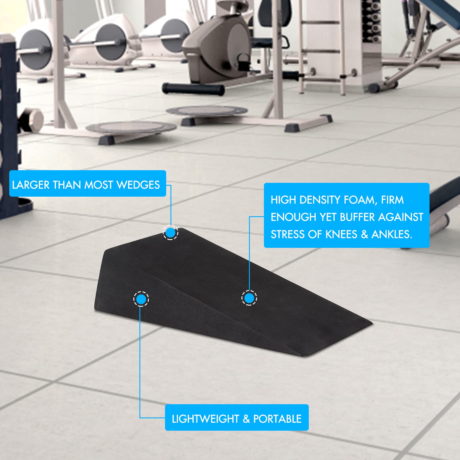 Squat Wedge Block - Slant Board for Squats Heel Elevated Calf Raise Block Yoga Foam Wedge Boost Strength Performance