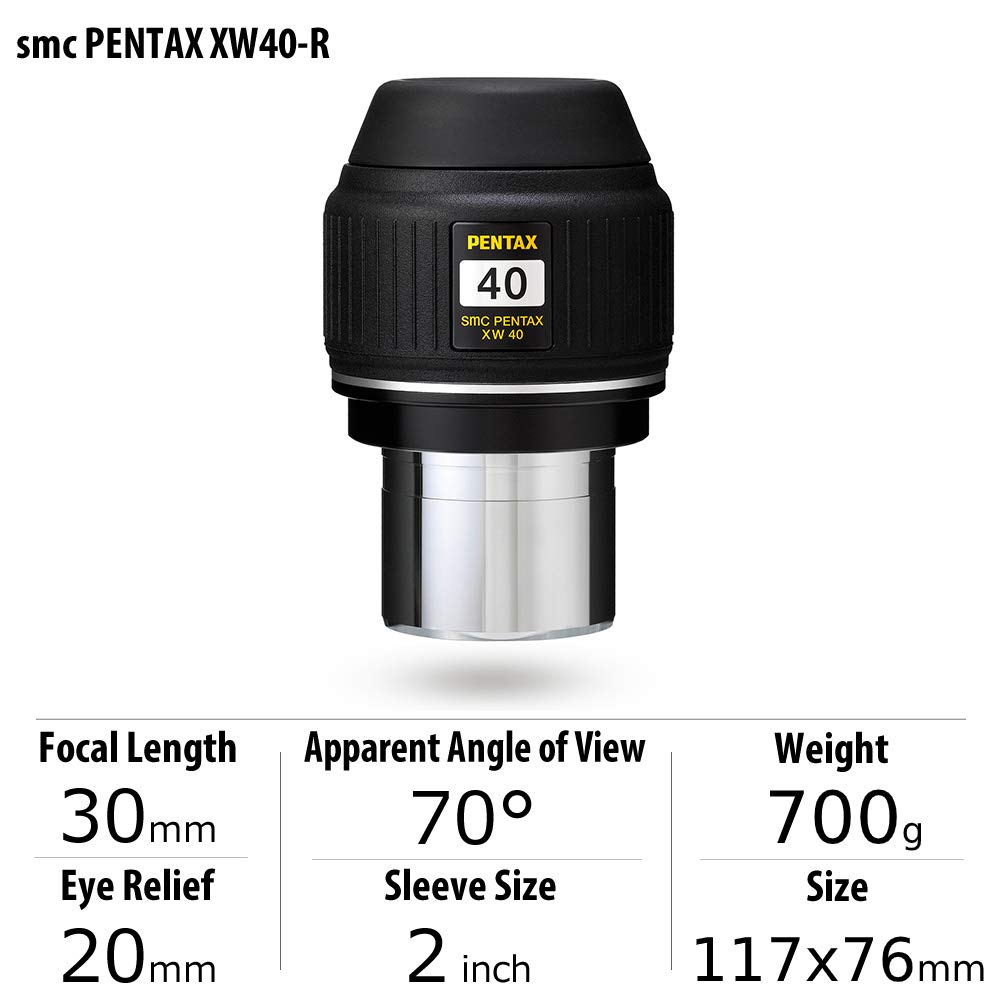 PENTAX smc PENTAX XW40-R, 2-Inch Eyepiece for Telescopes High-Performance Eyepiece with an Extra-Wide 70°Apparent Angle of View, 20mm Eye Relief Original Multi-Layer Coating All-Weather Made in Japan