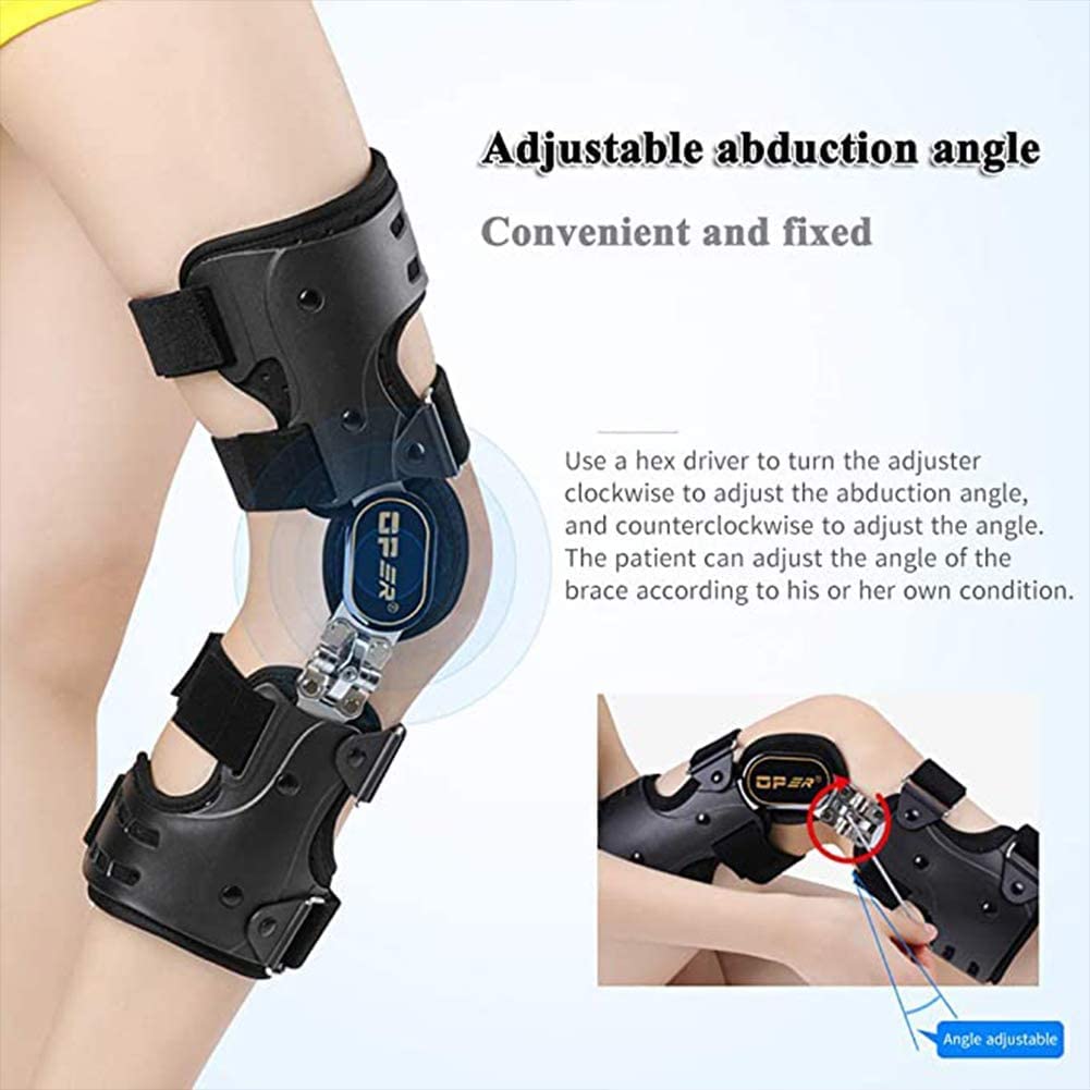 TSUSF Adjustable Hinged ROM Knee Brace With Strap, Post OP Patella Injury Immobilizer Brace Orthopedic Guard Protector Full Leg Stabilizer Knee Orthosis Splint (Color : Right)