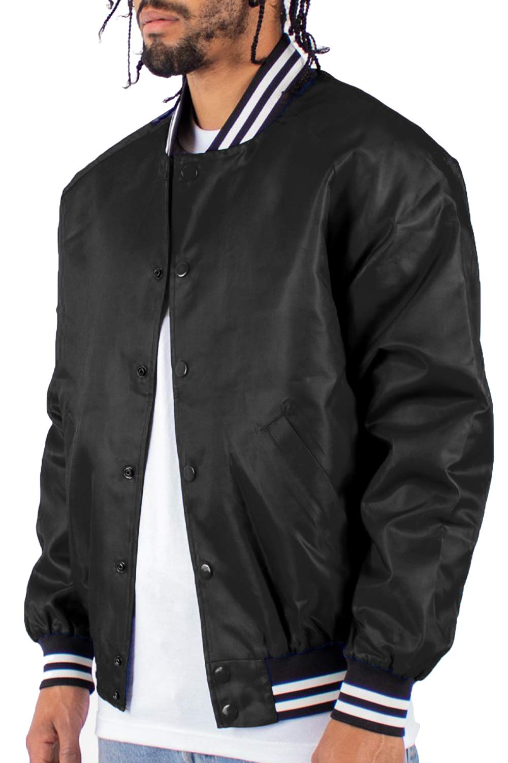 Shaka Wear Men’s Bomber Jacket – Classic Padded Relaxed Fit Water Resistant College Baseball Varsity Coat VBJ02 Black 3XL