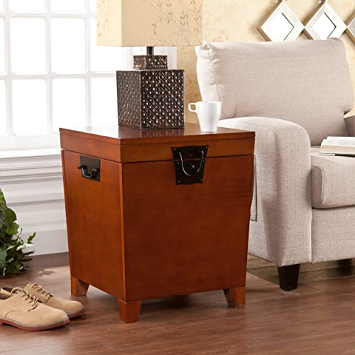 Oak Wood Trunk Cocktail and End Tables (Set of 3) Brown Traditional Veneer Glossy Storage