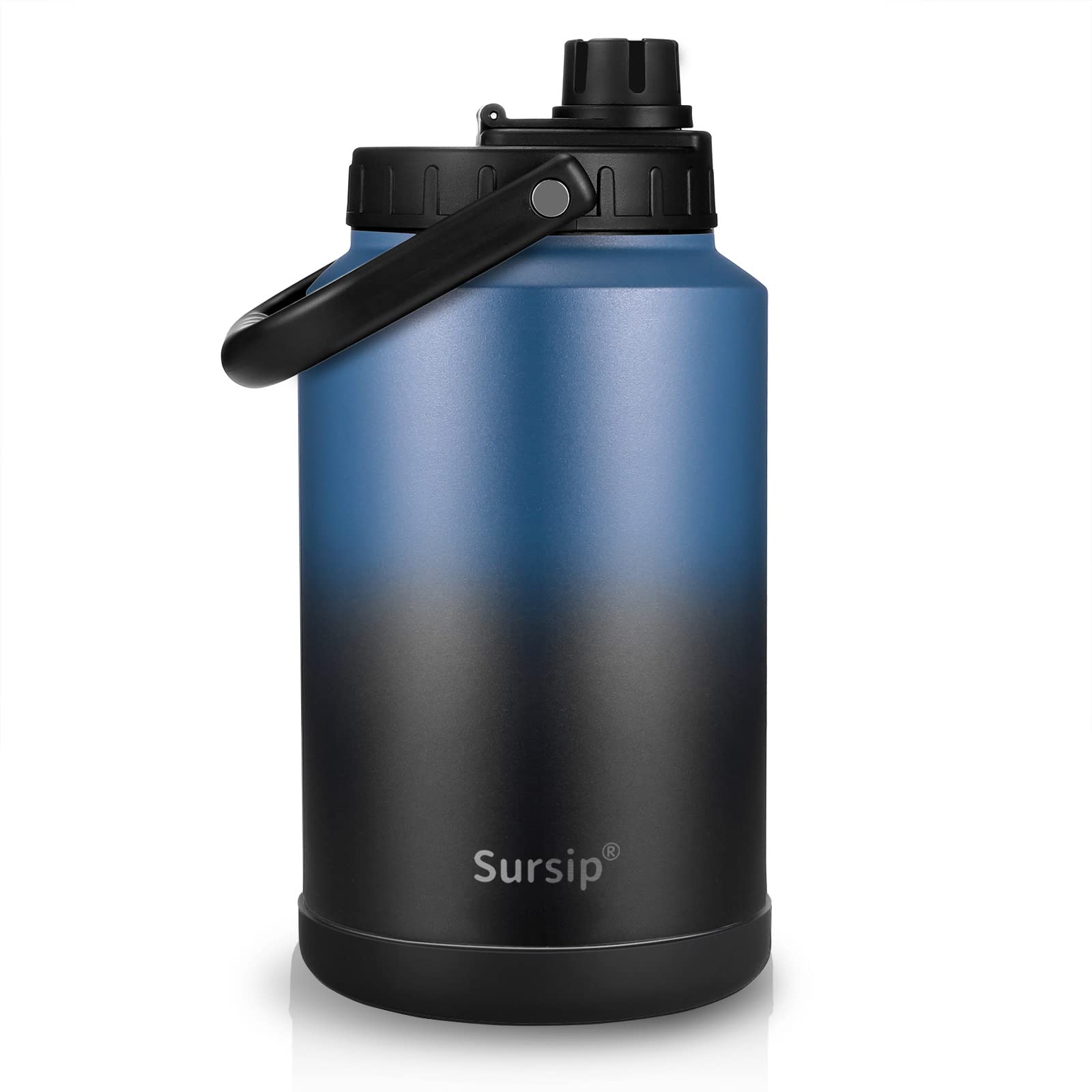 Sursip 128oz Insulated Stainless Steel Water Jug with 30oz Tumbler - Keeps Drinks Hot or Cold for Hours,18/8 Food-Grade One Gallon Water Bottle(Pink&Gren)