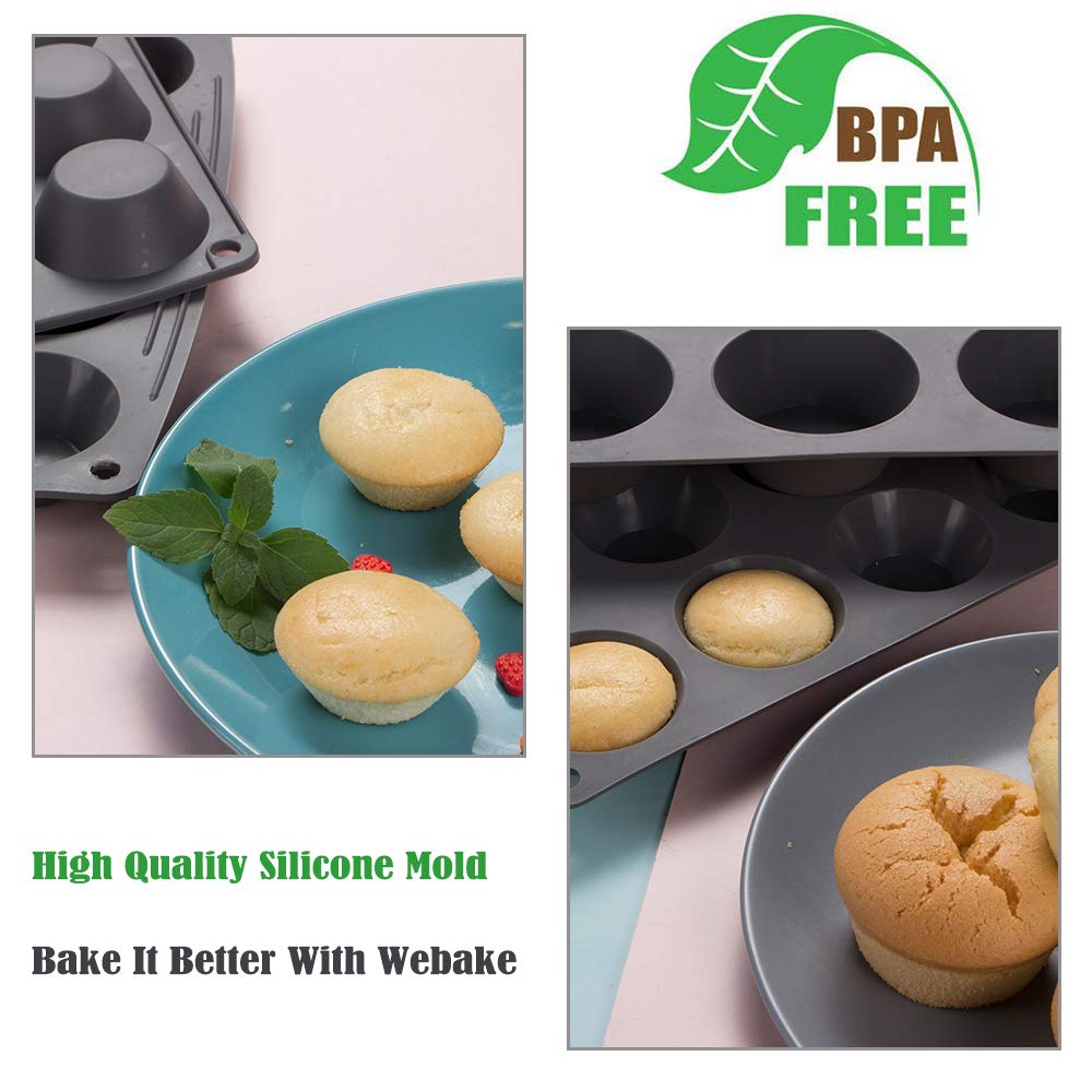Webake Silicone Cake Mold Set of 2 For Mini Muffin Standard Size Muffin for Peanut Butter Fat Bomb Egg Bites Cupcake Pan