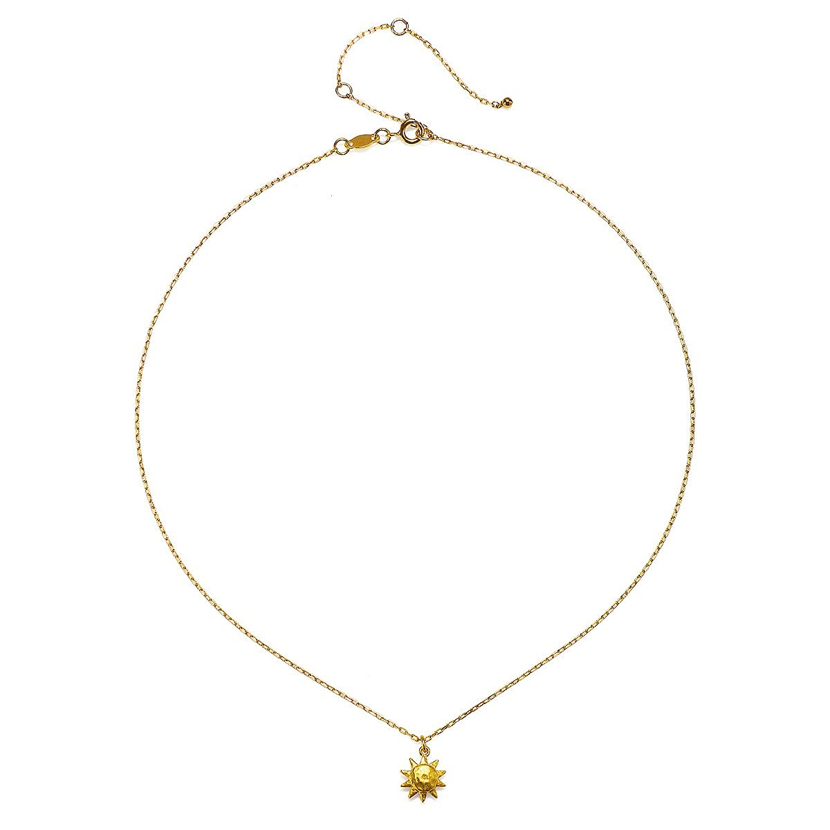 Satya Jewelry 18K Yellow Gold Plated Mini Sunburst Here Comes the Sun Women's Necklace, 16'' plus 2'' Extension