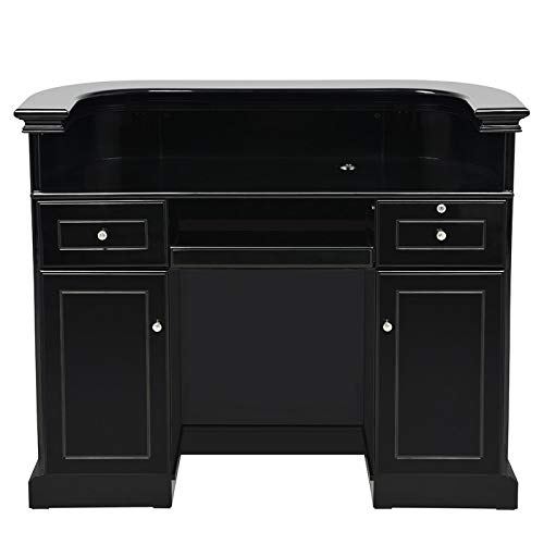 Reception Desk Led Lights Reception Area Counter Desk Receptionist Desk - Alex (Black)