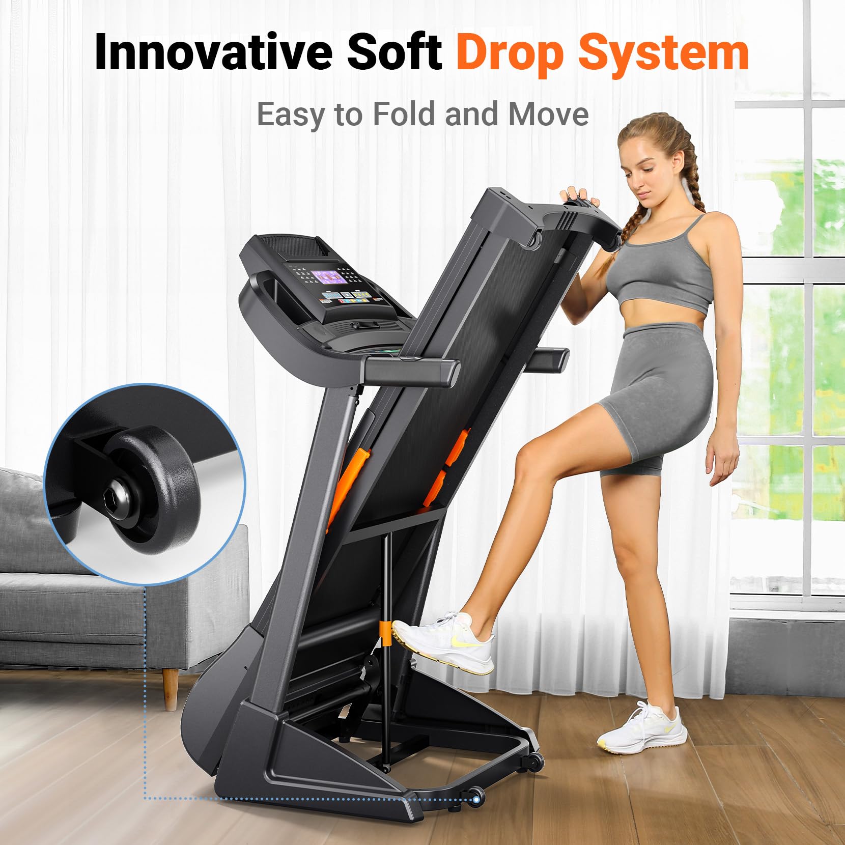 THERUN Treadmill Cover, Dustproof and Waterproof Protective Oxford Cloth Treadmill Cover for Folding Treadmill Gym Machine Black