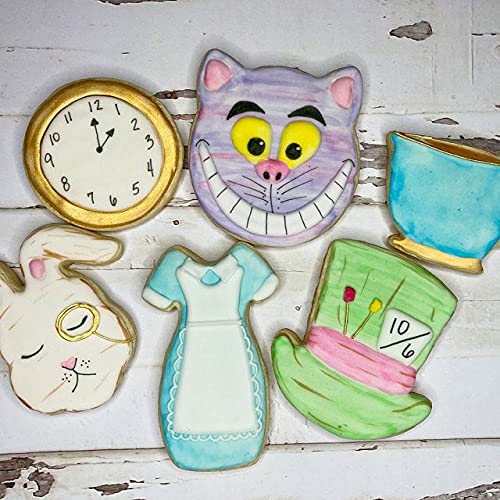 Wonderland Cookie Cutter 12 Piece Set from The Cookie Cutter Shop - Mad Hatter Hat, Cheshire Cat, Queen's Crown, Drink Me Bottle Cookie Cutters β Tin Plated Steel Cookie Cutters