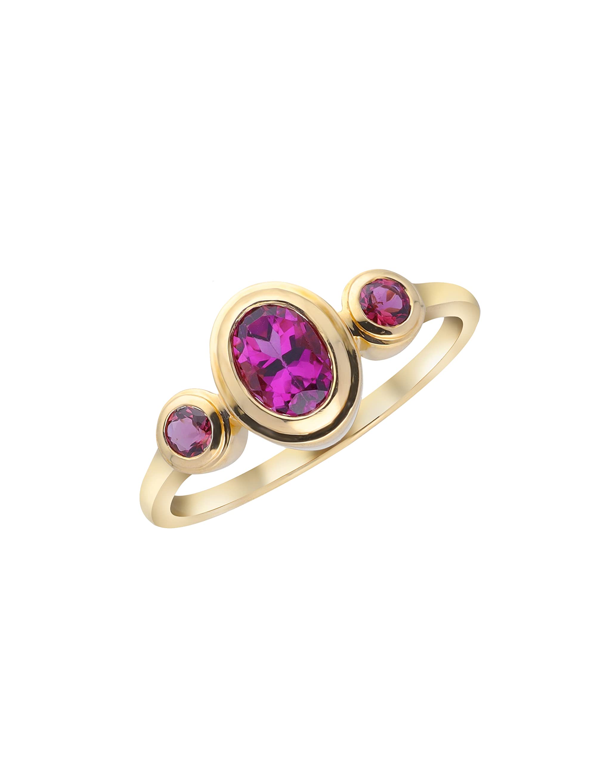 YoTreasure 0.64 Ct. Pink Tourmaline Solid 14K Yellow Gold Promise Ring