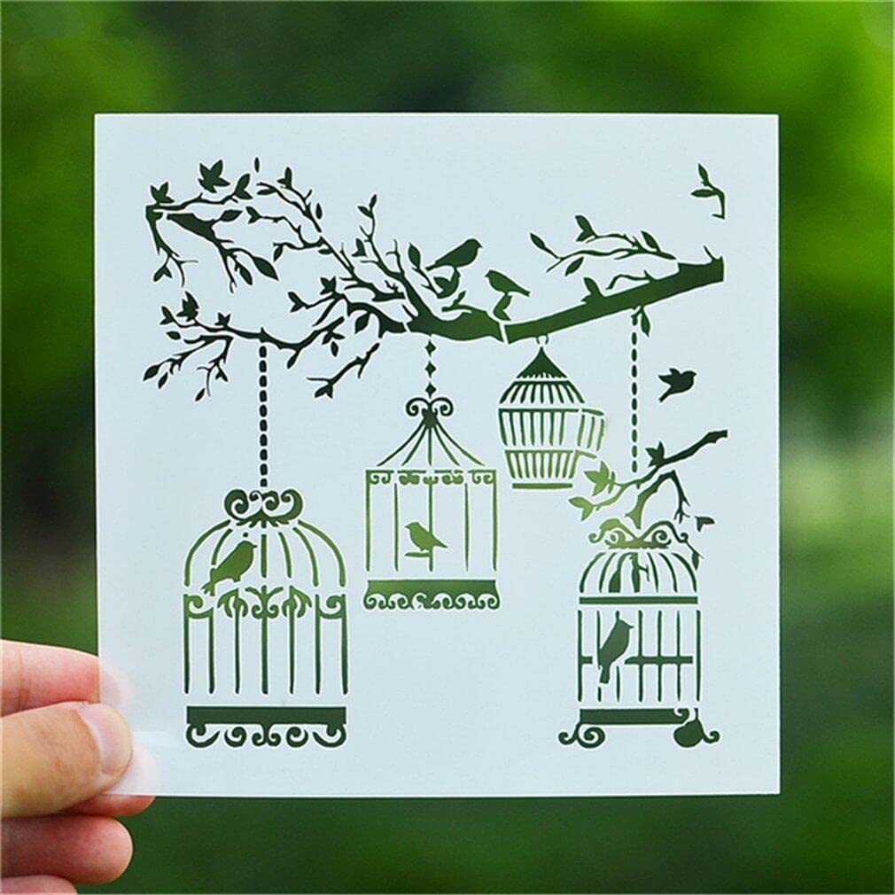 U-K Bird Cage DIY Crafts Stencil for Painting Scrapbooking Embossing Gift Paper Cards Template Scrapbooking Tool Portable