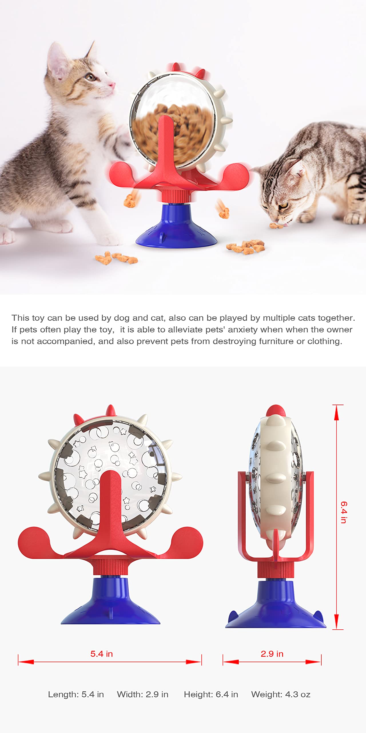 Turntable Interactive - Puzzle Game Toy for Dogs and Cats - Slow Food Leaker - Turntable Windmill (Yellow)