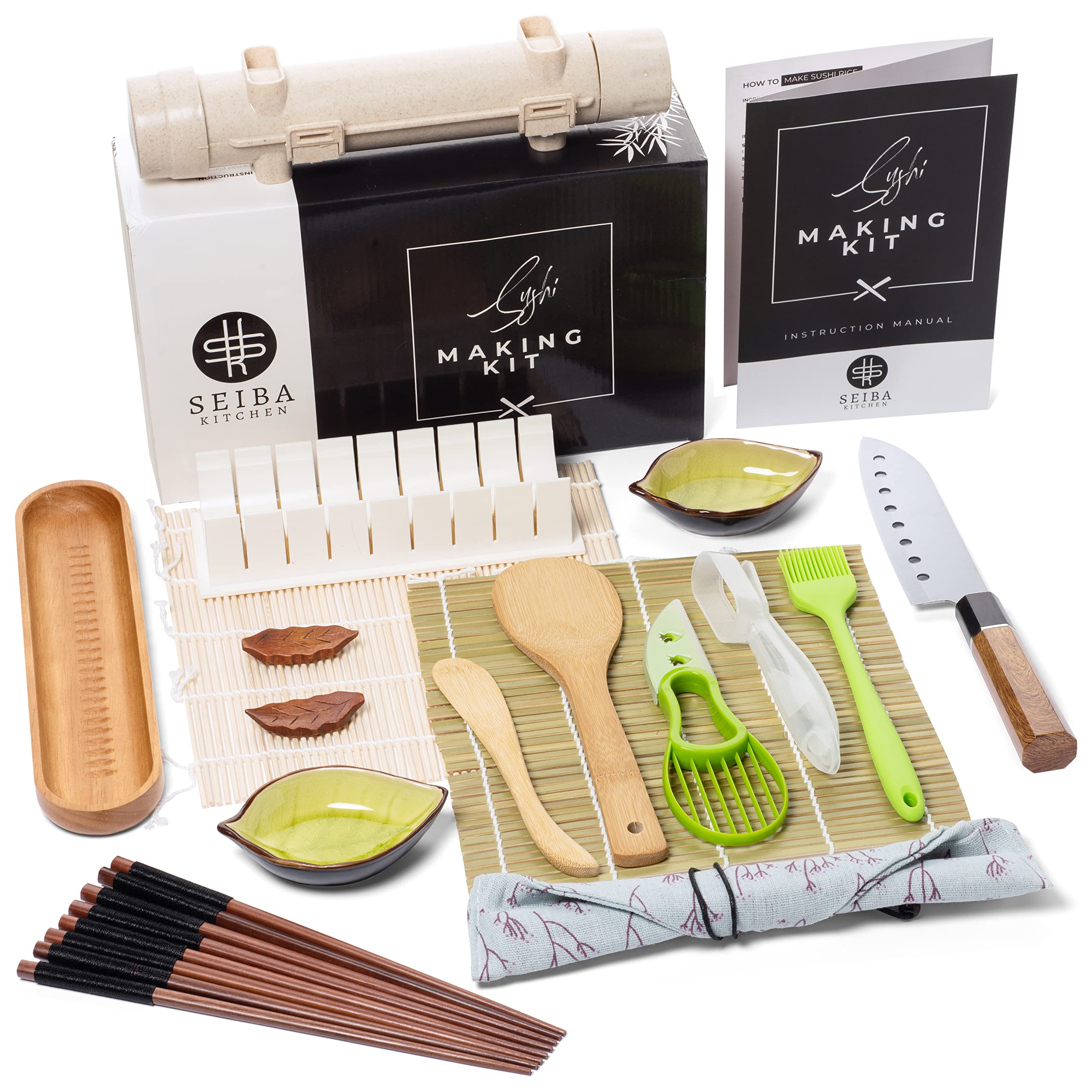 Sushi Making Kit for Beginners - Premium Grade Sushi Maker Kit - Complete Sushi Roller Kit Including Sushi Bazooka & Sushi Mat for Rolling that Perfect Sushi - DIY Sushi Kit For Home