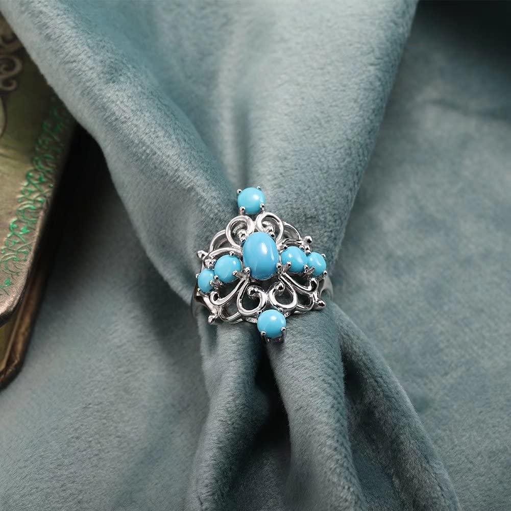 supermodel Natural Turquoise Gemstone Rings 925 Sterling Silver Handmade Gem Ring Mother Gift for Women Size 10