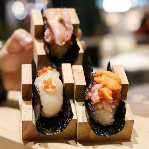 Sushi Taco Holder Wood, Wood Taco Holders, Wood Temaki Holder, Sushi Handroll Holder, Wood Sushi Taco Display,