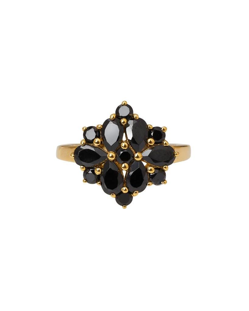 YoTreasure 3x5 MM Labradorite Cluster Ring 14k Gold Over 925 Silver