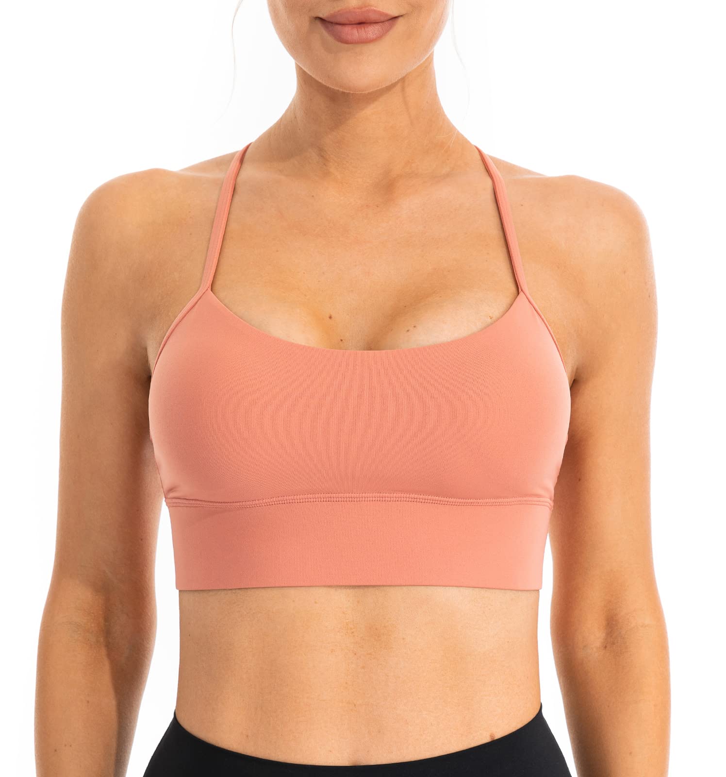 Ukaste Women's Studio Essential Y-Back Sports Bras Spaghetti Strappy Workout Yoga Bra (Black, 4)