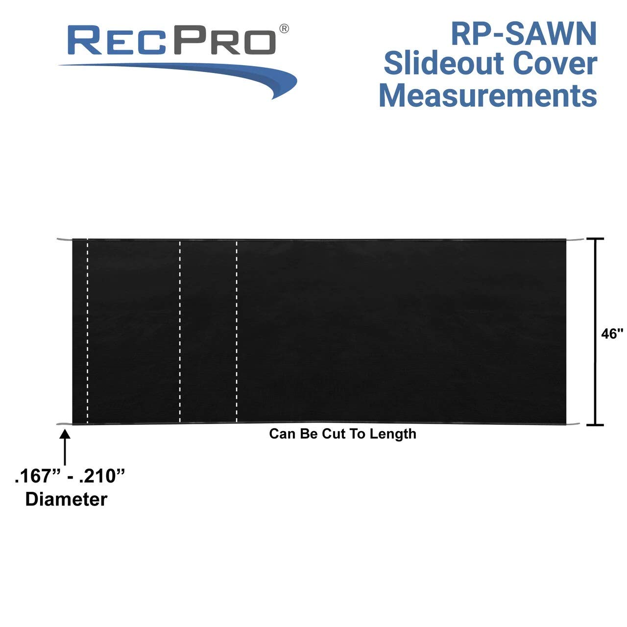 RecPro RV Slide Out Awning | RV Slide Topper | Slideout Awning | Fabric Only | 46" x 160" | Black Version