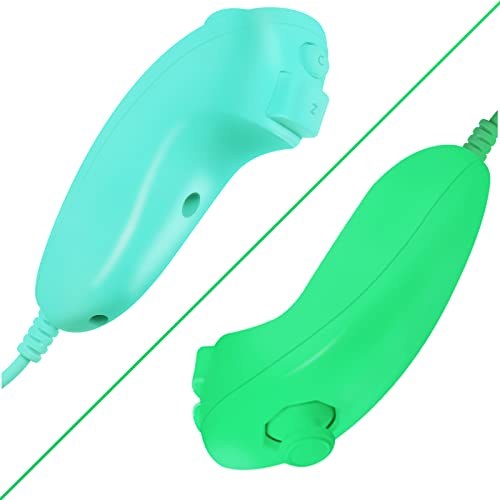 Soanufa Wii Nunchuck, KDYGTDCT Wii Nunchuk Controllers 2 Pack Compatible with Wii and Wii U Console (Light Green + Ice Blue)