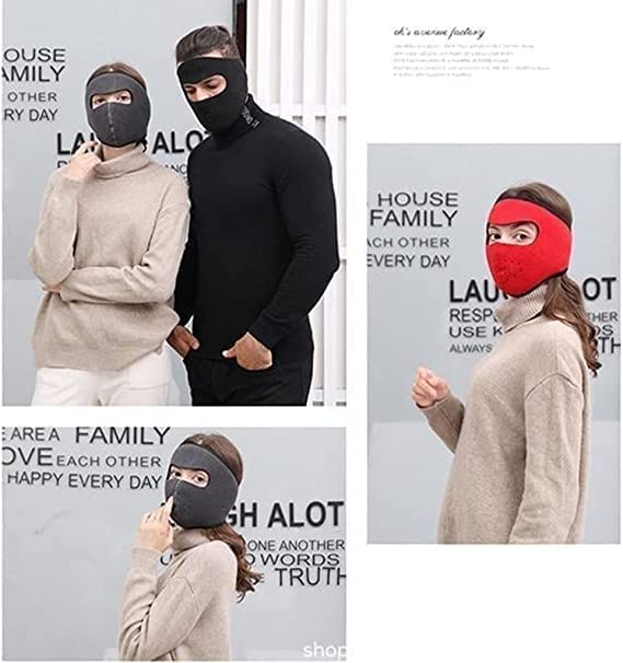 Winter Fleece Mask Warm Mask Men Women, Full Cover Face Mask Winter Bicycle Windproof Mask Breathable Face Mask (Red)