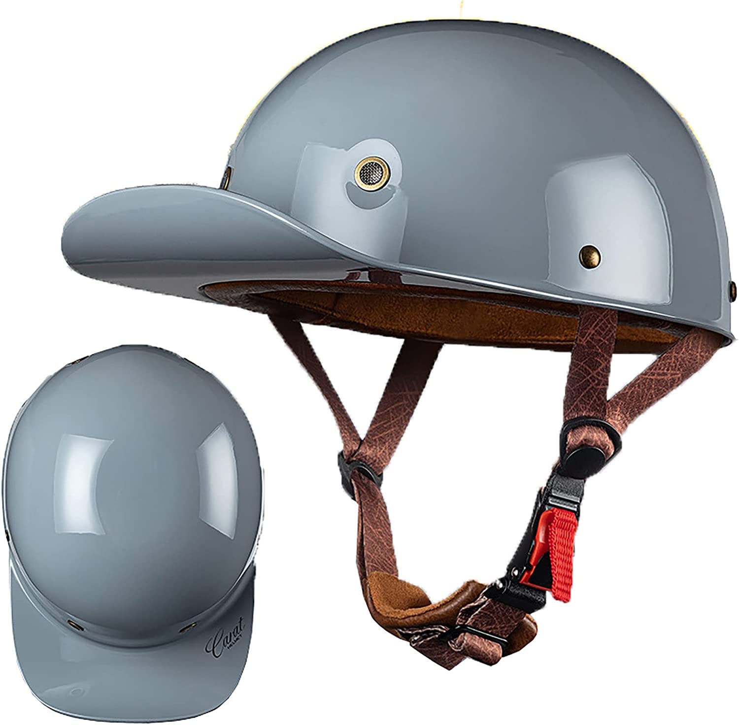 YMKJGZS Fashion Vintage Adults Open-Face DOT Approved Motorbike Helmets for Scooter Moped Cap Street Jet Style Vintage Half Open Face Helmet,Baseball Cap Motorcycle Half Helmet (C,M)