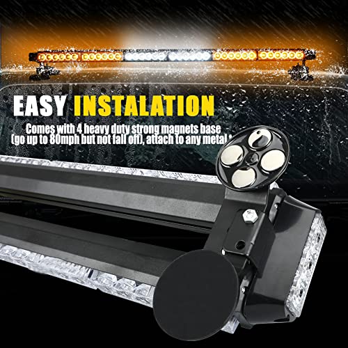 NO. 32 38.5" 78 LED Emergency Strobe Light Bar Double Side Flashing High Intensity Emergency Hazard Warning Flash Strobe Light with Magnetic Base for Safety Construction Vehicles Tow Trucks