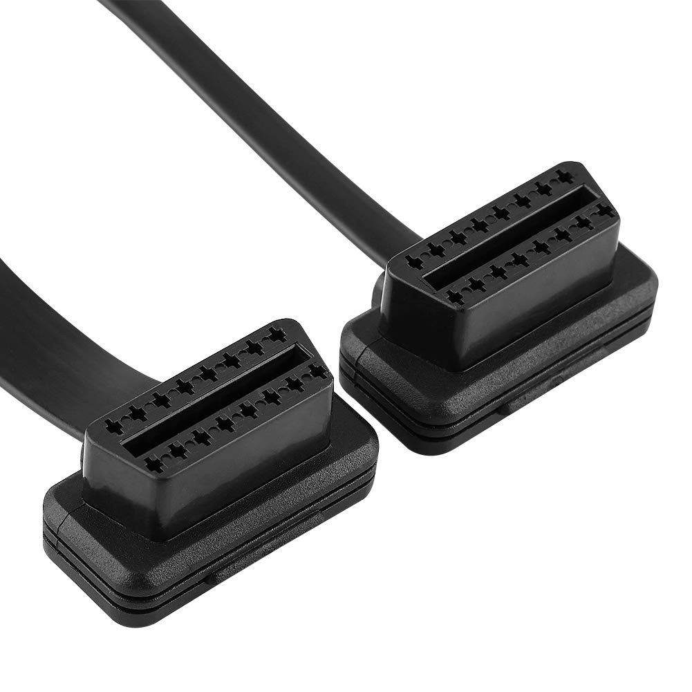 OBD2 Cable, 16 Pin Male to Dual Female OBD2 Splitter Flat Extension Cable Adapter with Switch