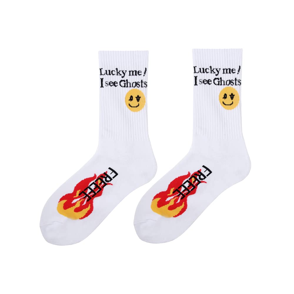 Socky New HypeBeast Sneakerhead CPFM Stop Go Pattern Ye Must Be Born I See Ghosts Unisex Soft Crew Sport Socks White Color CZ2670-001
