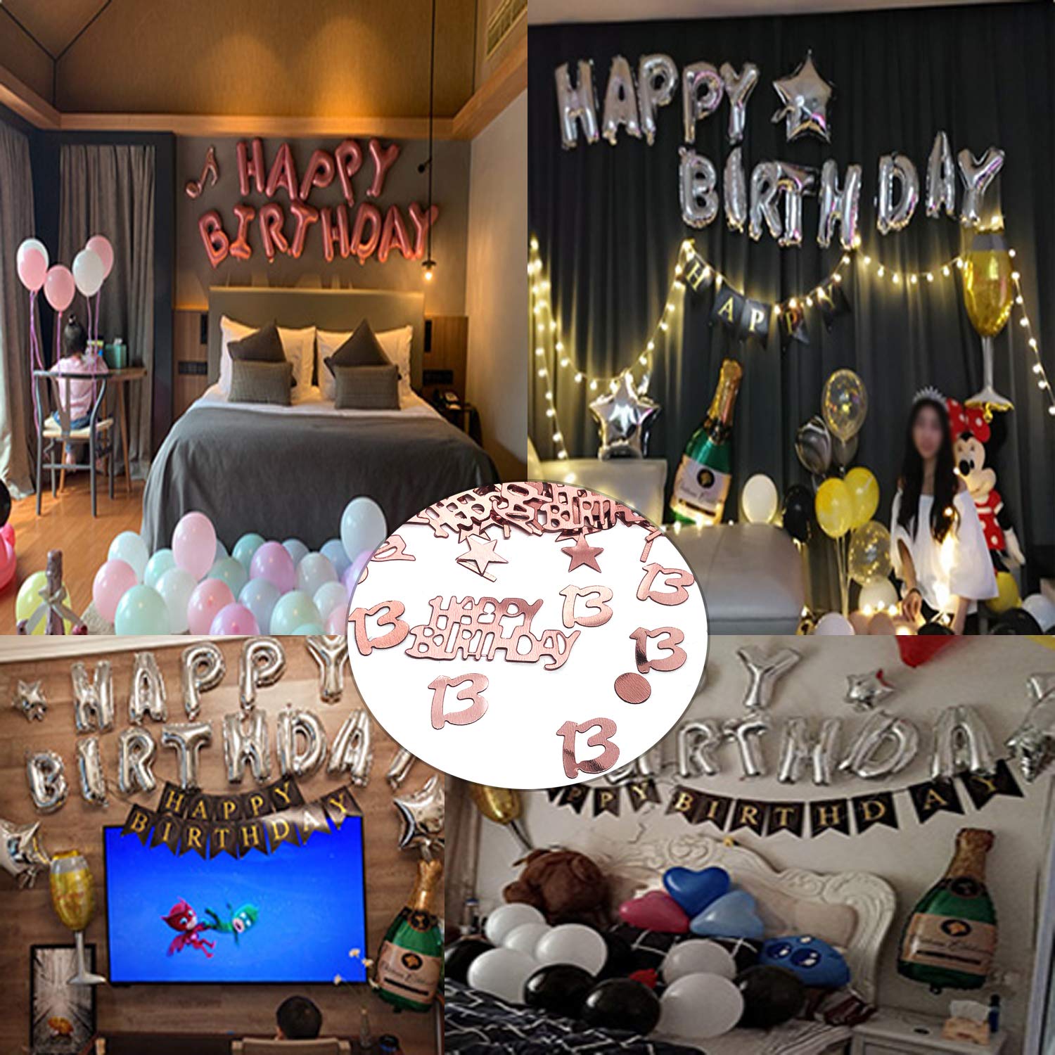 TFYU Happy Birthday Party Table Confetti - Twinkle Stars Foil Metallic Sequins Confetti and Special Events Table Scatters Decorations Confetti Decorations about 700pcs(Rose gold) (60 years old)