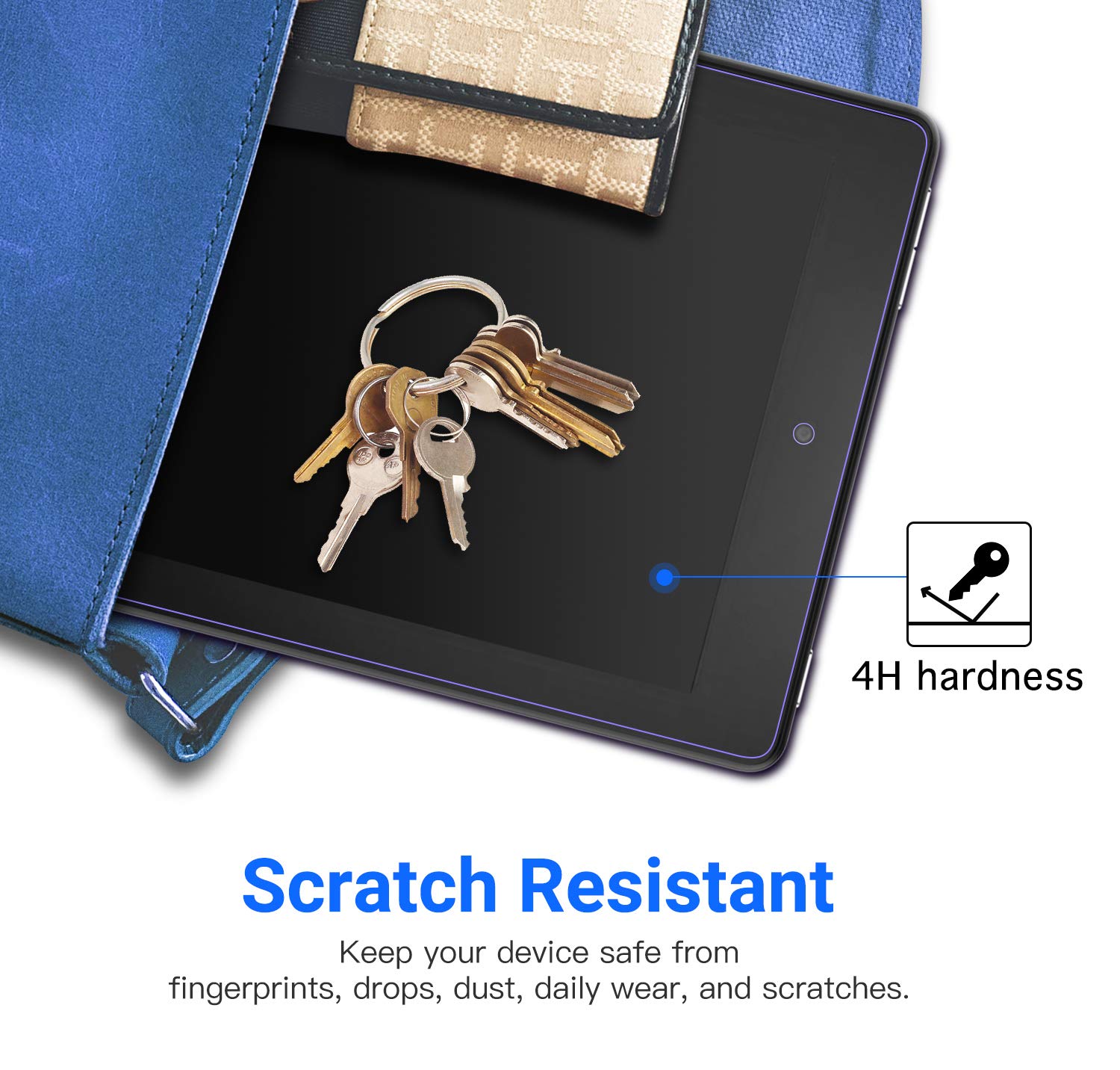 MoKo 2-Pack Screen Protector Fits All-New Amazon Kindle Fire 7 and Fire 7 Kids Edition 2019 & 2017 Tablet, Anti Blue Light Eye Protection Premium PET Film Screen Protector - Blue