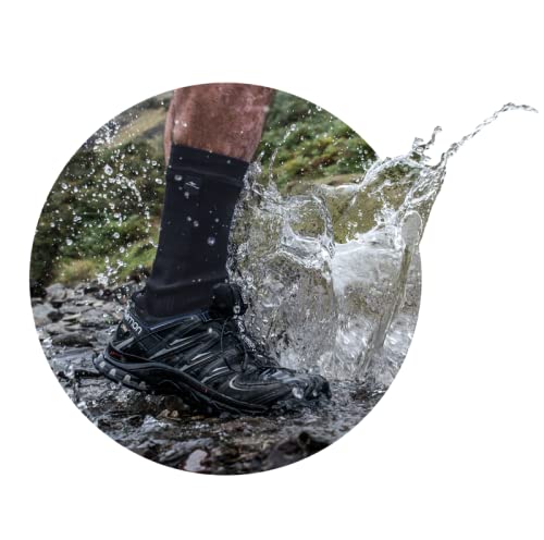 SEALSKINZ Unisex Waterproof Cold Weather Mid Length Sock, Black/Grey, Large