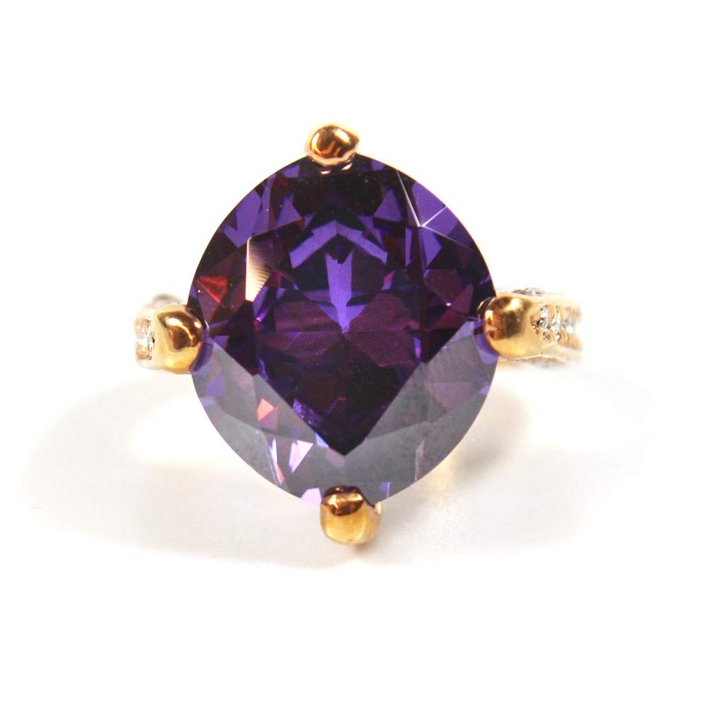 Purple Cubic Zirconia Ring Gold Tone Plating Womens Fashion Jewelry
