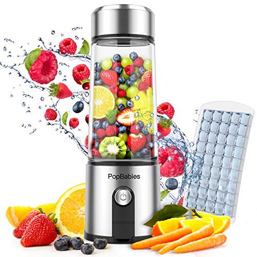 Portable Blender Glass, PopBabies Smoothie Blender to go, Personal Blender Protein Shaker
