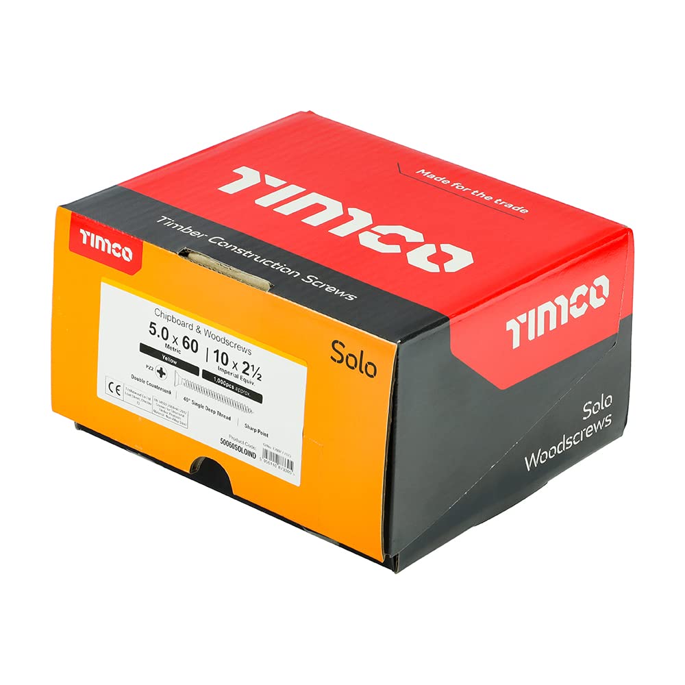 TIMCO Solo Woodscrew Industry Pack - 5.0 x 60mm - Gold