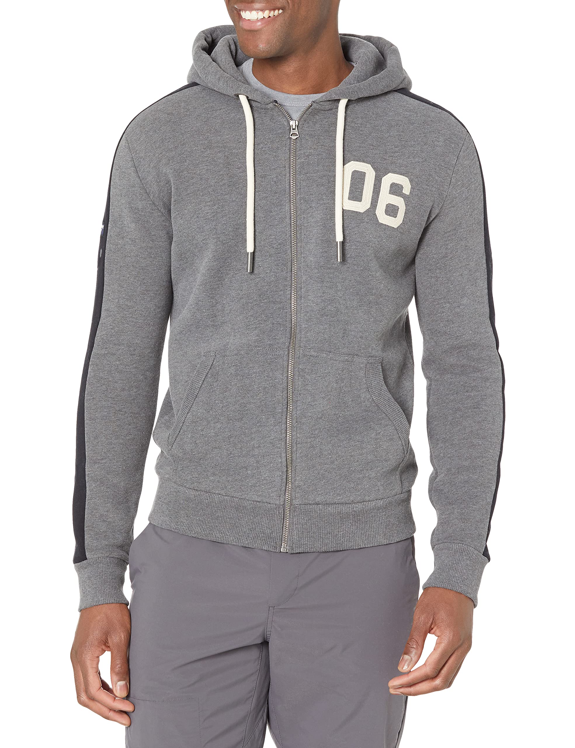 Superdry Men's VL AC Colourblock Zip Hood, Rich Charcoal Marl, Medium