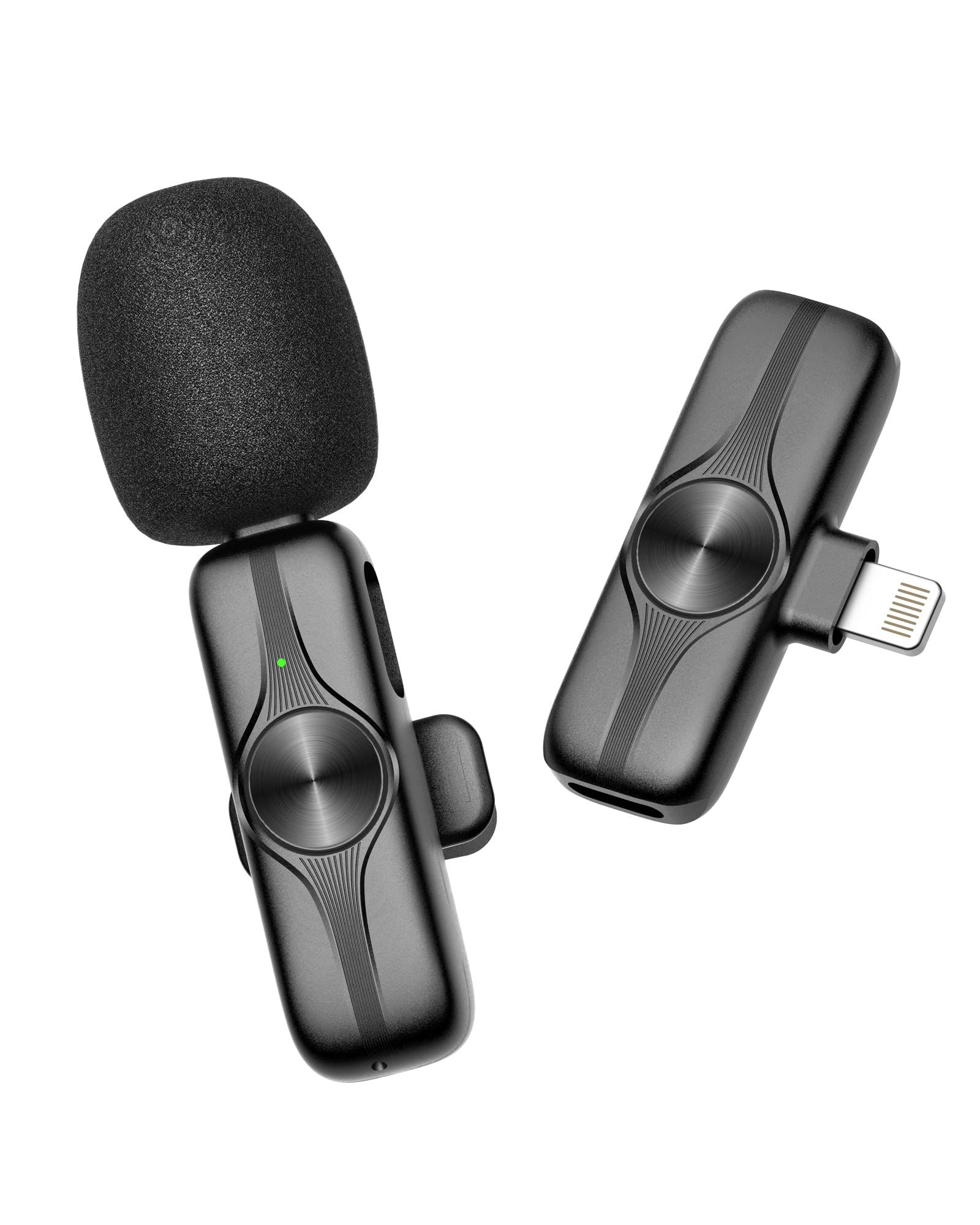 Wireless Lavalier Microphone for iPhone , Professional Video Recording Lav Mic, Ultra Low Delay Auto Sync and Smart Noise Reduction for Recording Vlog YouTube Tiktok Live Stream Interview Black