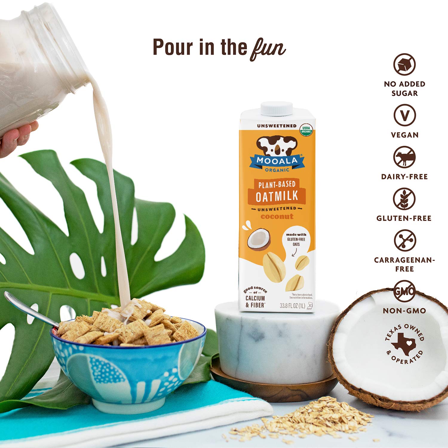 Mooala - Organic Coconut Oatmilk, Unsweetened 32oz (Pack of 6) - Shelf-Stable, Non-Dairy, Gluten-Free, Vegan & Plant-Based Beverage with No Added Sugar