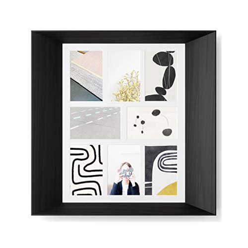 Umbra Lookout Angular Square Picture Frame for Desktop and Wall, Multi, Black