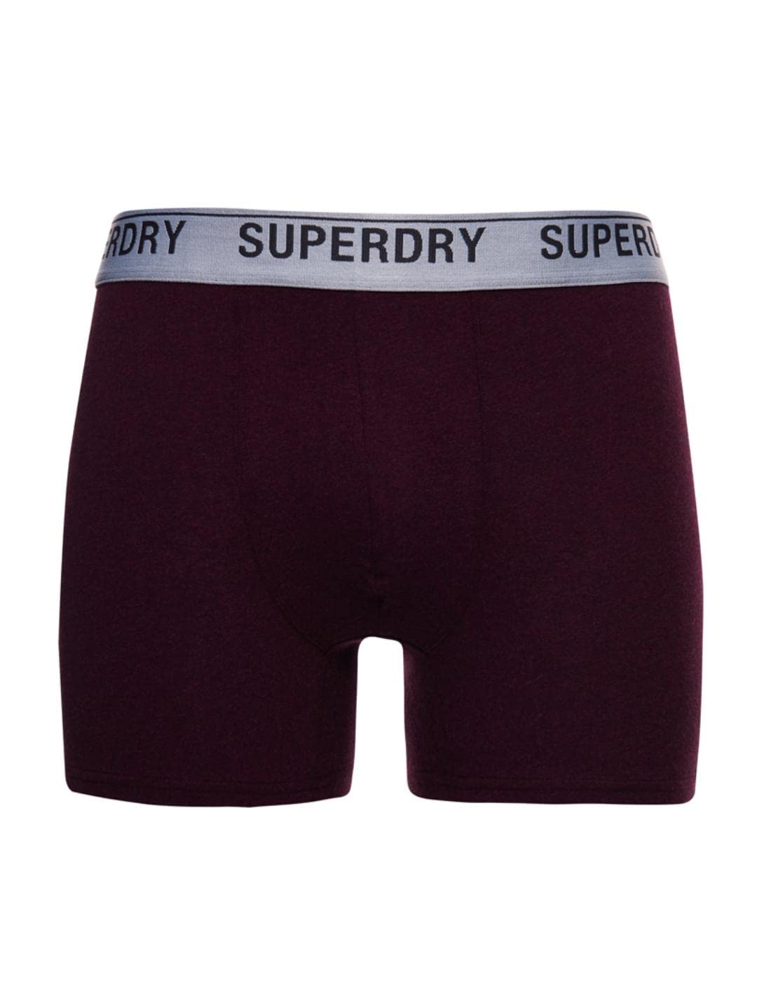 Superdry Mens Organic Cotton Boxers Triple Pack, Elasticated Waistband Burgundy/Red/Pink Size Xl