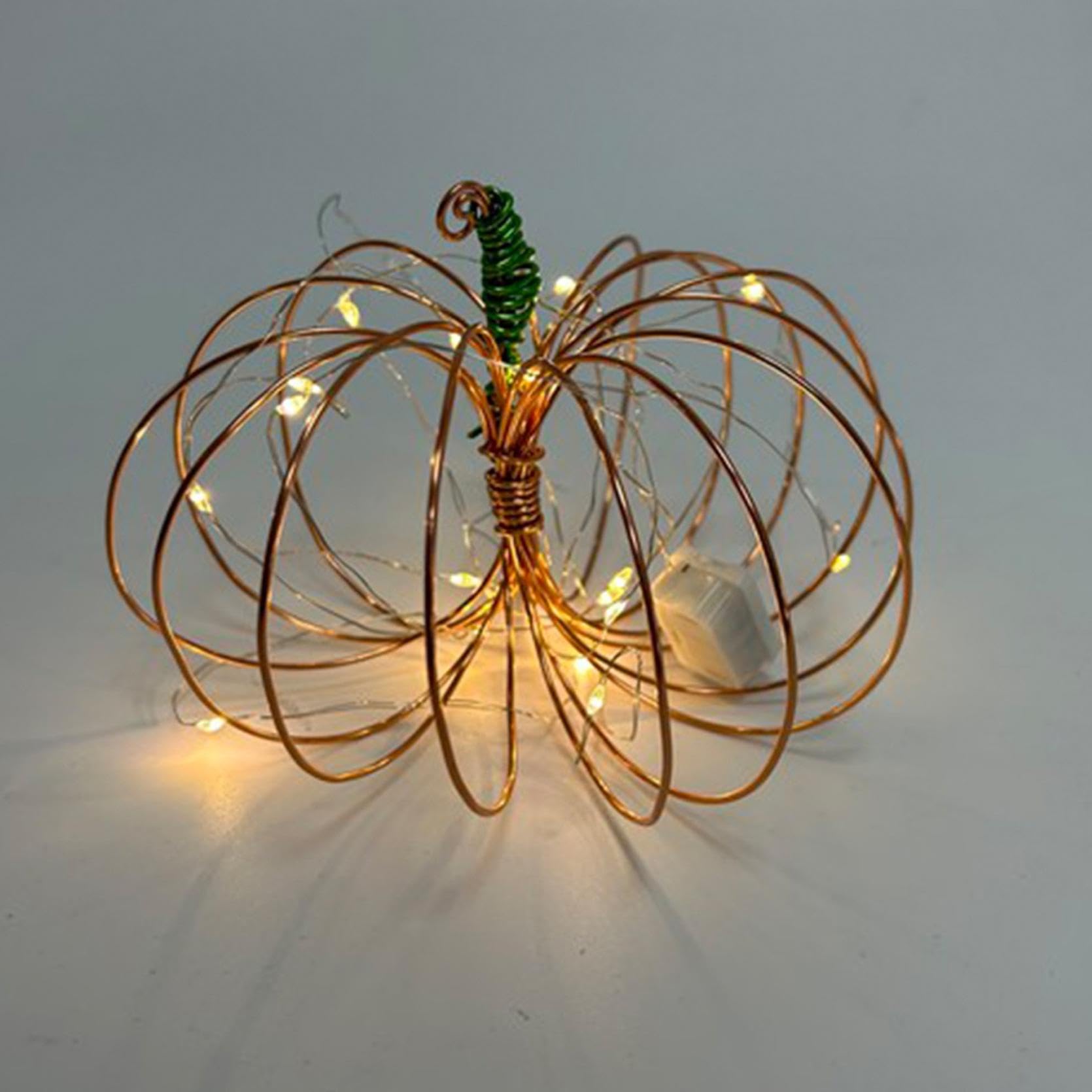 ROTORS Wire Pumpkin Decor with Fairy Lights, Autumn Decor Thanksgiving Table Centerpiece Halloween Decoration Fall Decor Fall Garland (Bronze)